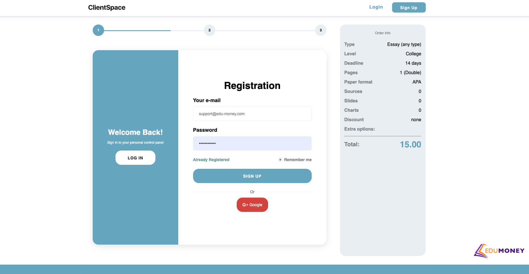 Client Space — convert a client within your domain - Edu-Money